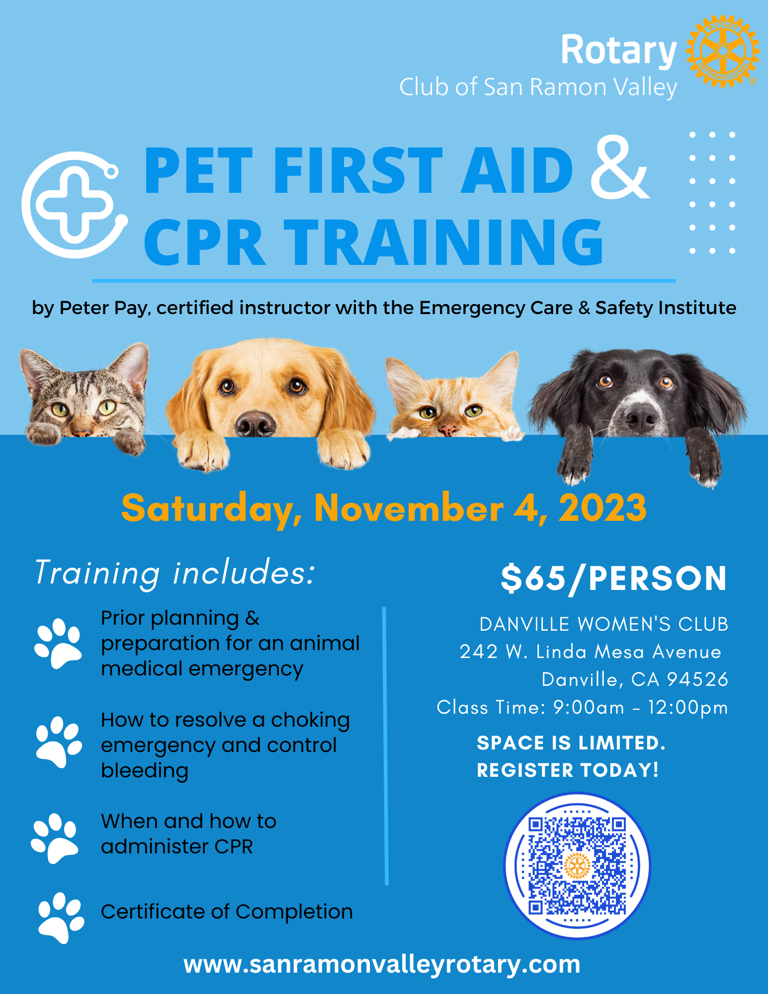 Pet First Aid & CPR Training Sold Out | Rotary Club of San Ramon Valley ...